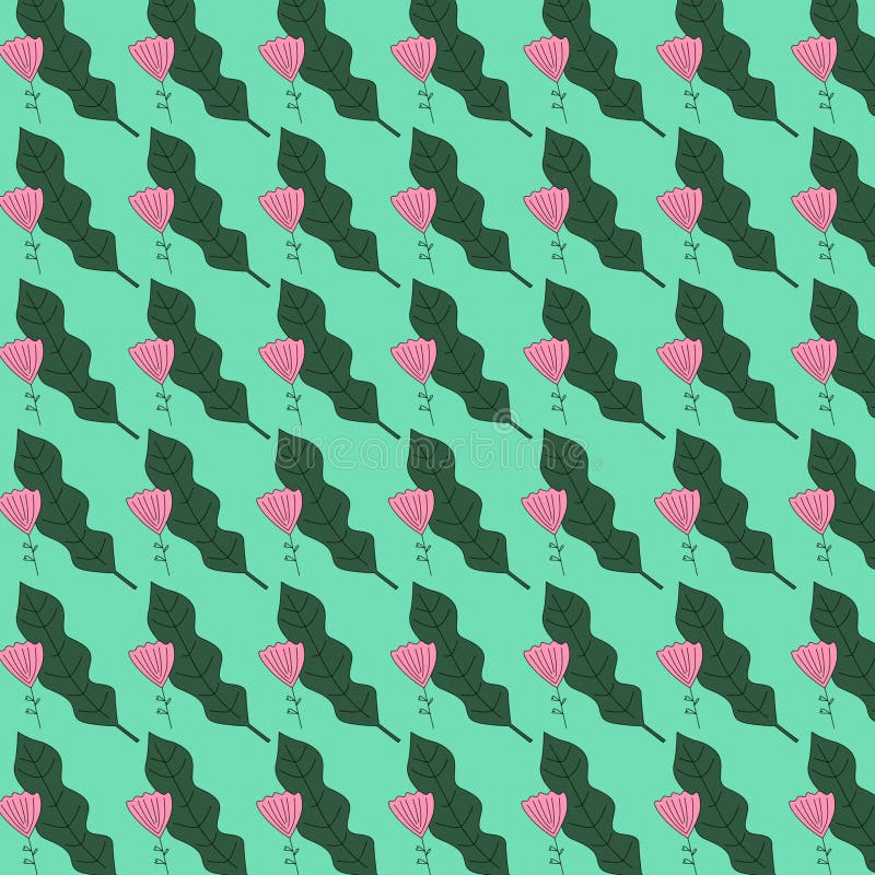 Botanical Simple Green Leaves Pattern Texture Wallart Stock Vector ...