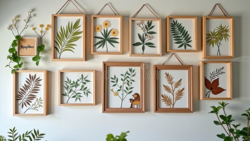 Botanical Wall Art Collection: Framed Pressed Leaves and Flowers ...