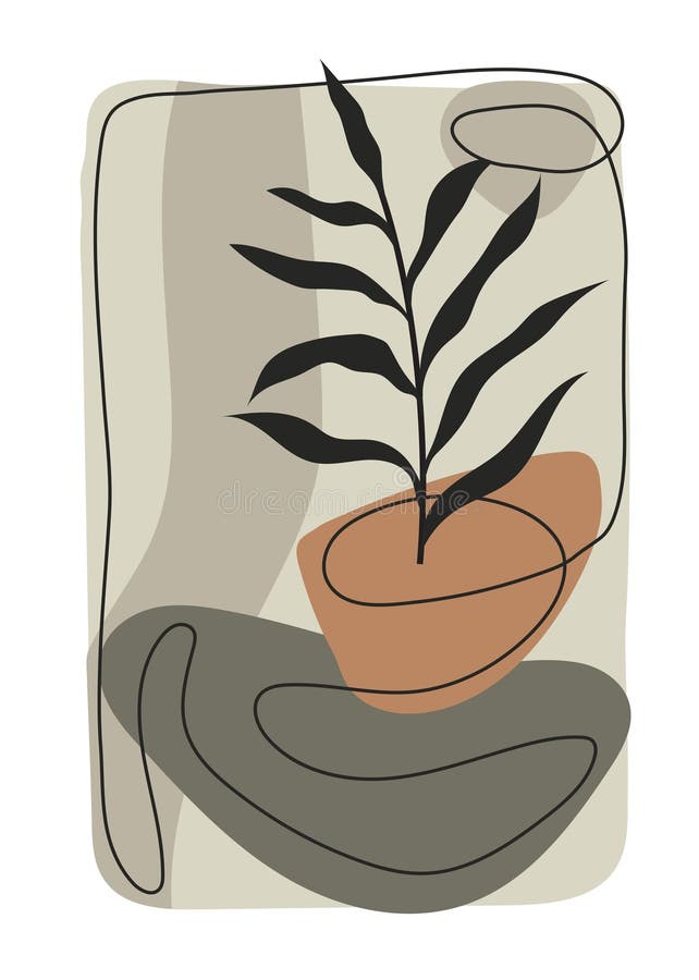 Foliage. One Line Drawing Art. Continuous Line Style Stock Vector ...