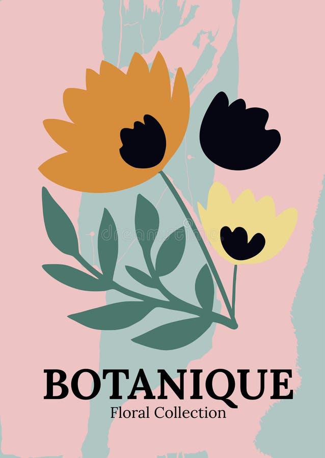 Botanique Floral Abstract Flower Poster Stock Vector - Illustration of ...