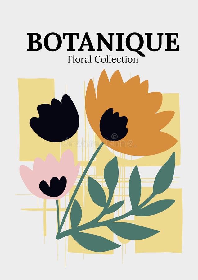 Botanique Floral Abstract Flower Poster Stock Vector - Illustration of ...