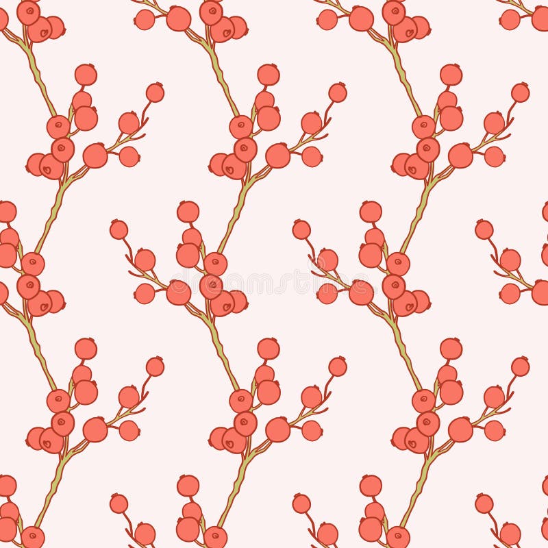 Botany Berries Floral Branches Seamless Pattern Stock Vector ...
