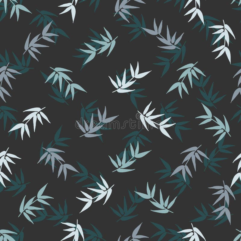 Botany Seamless Pattern with Bamboo Branch and Leaves Vector Graphic ...