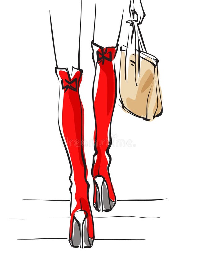 Botas rojas ilustración del vector. Ilustración de historieta - 58558507