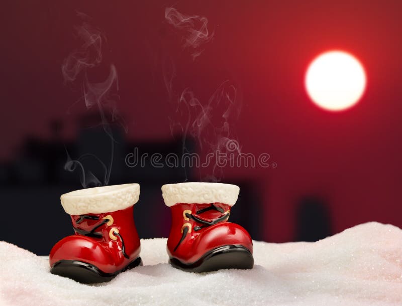 Botas De Santa Claus Con El Copo De Nieve Imagen de archivo - Imagen de ...