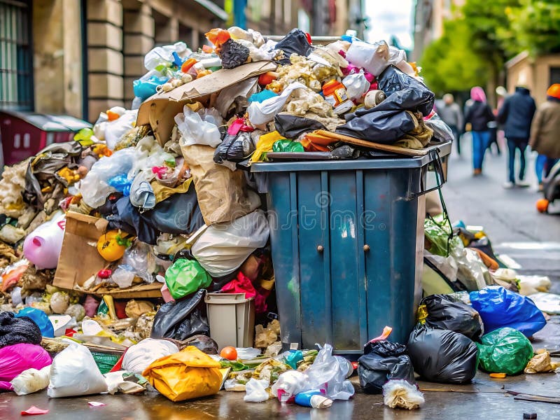 Bote De Basura Desbordante : Un Recordatorio Visual De Los Residuos ...