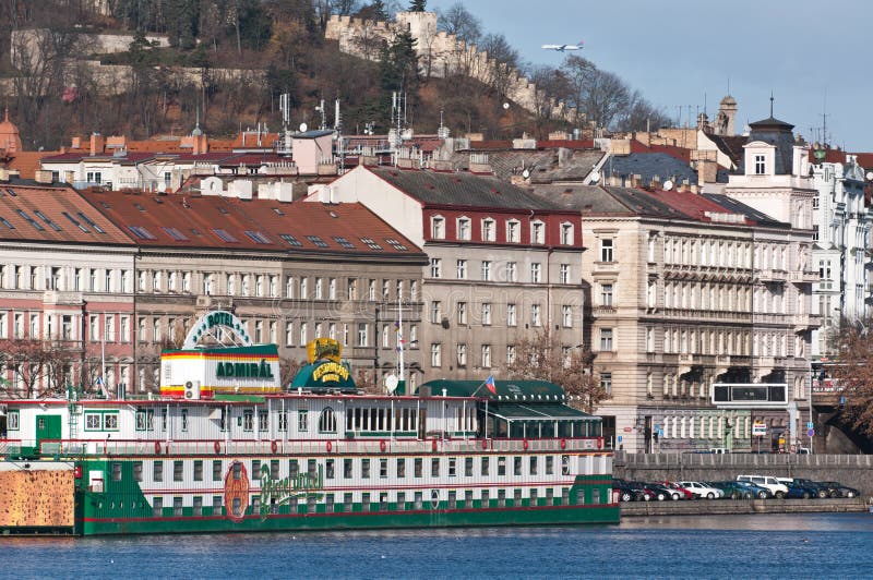 Botel Albatros on River Vltava in Prague Editorial Stock Image - Image ...