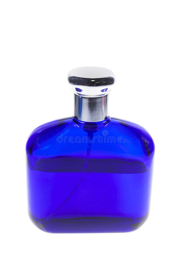 Botella azul de perfume imagen de archivo. Imagen de belleza - 214365855