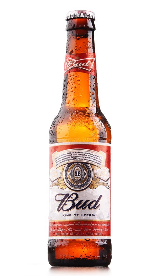 Botella De Cerveza De Budweiser Aislada En Blanco Fotografía editorial ...