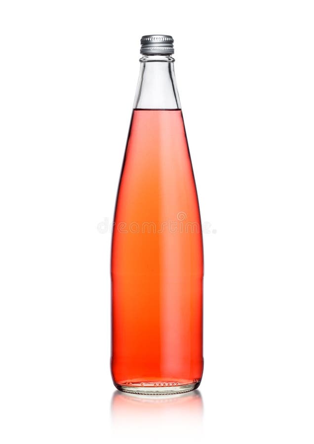 Botella De Cristal De Limonada Rosada Chispeante De La Soda Foto de ...