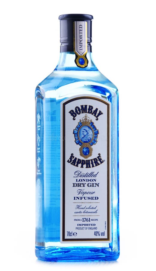 Botella De Ginebra Del Zafiro De Bombay Foto editorial - Imagen de ...