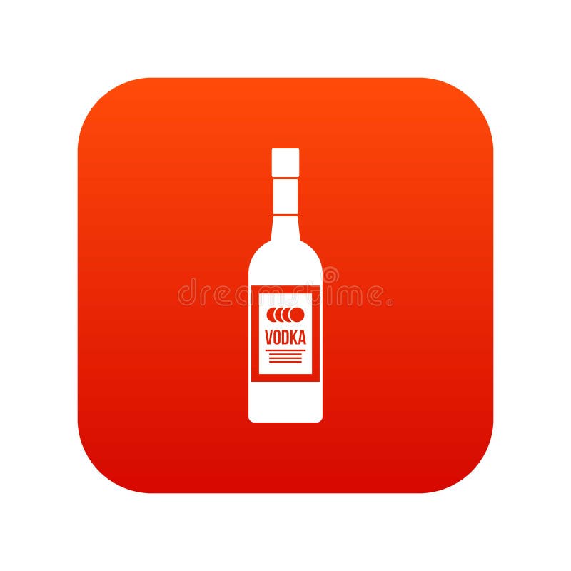 Botella De Rojo Digital Del Icono De La Vodka Ilustración del Vector ...