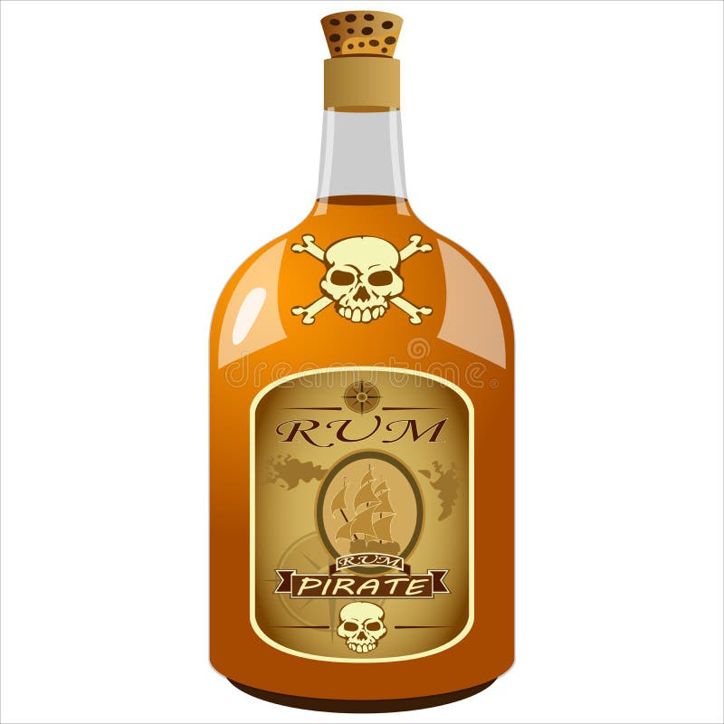 Botella de ron del pirata ilustración del vector. Ilustración de brandy ...
