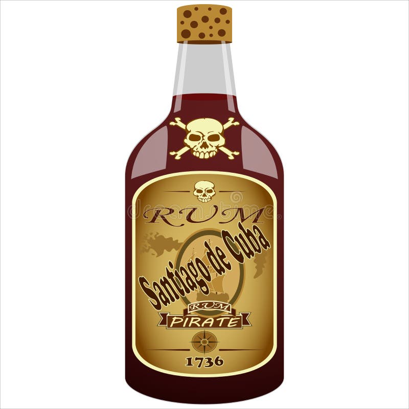 Botella de ron del pirata ilustración del vector. Ilustración de ...