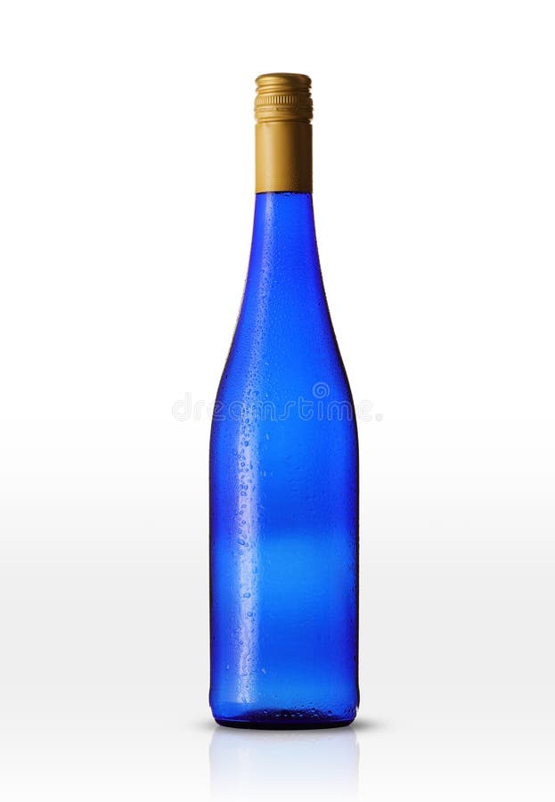 Botella De Vidrio Azul Con Vino Imagen de archivo - Imagen de vino ...