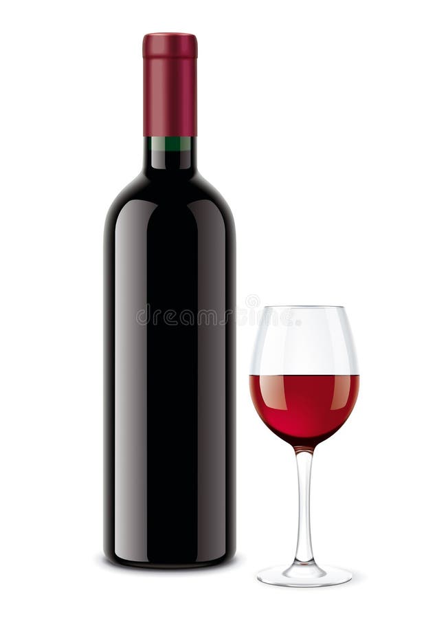 Botella de vino y copa ilustración del vector. Ilustración de reflejado ...