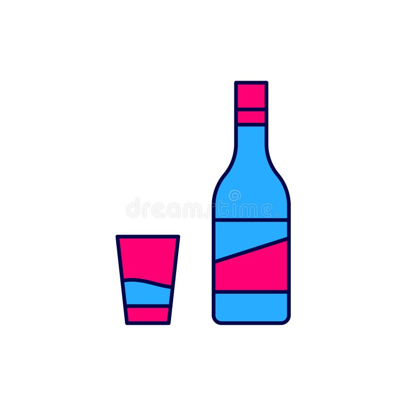 Botella De Vodka Con Icono De Vidrio Aislado En Fondo Blanco. Vector Ilustración del Vector ...
