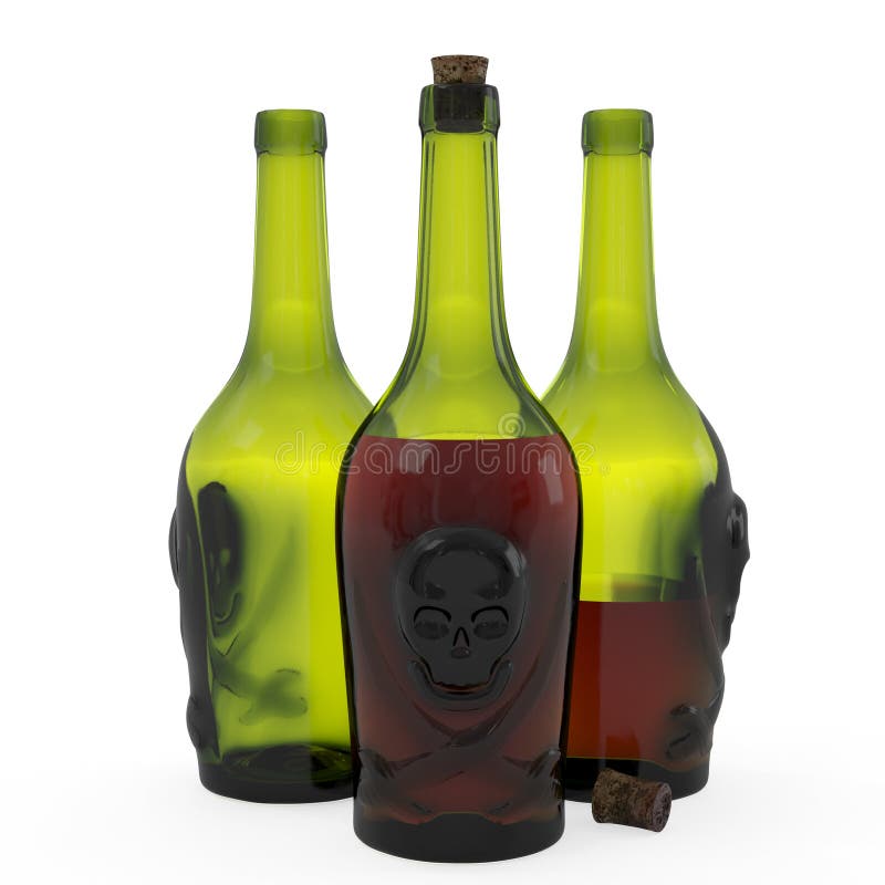 Botella Pirata Ron 3d Render Stock de ilustración - Ilustración de ...