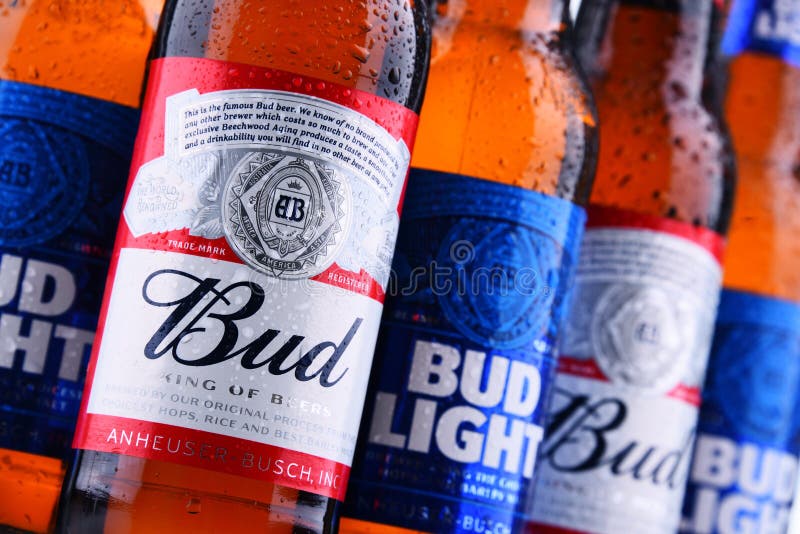 Botellas De Cerveza Bud Light En Cubeta Con Hielo Triturado Imagen ...