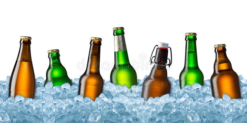 Botellas De Cerveza En El Hielo Imagen de archivo - Imagen de barra ...