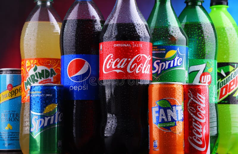 Botellas De Marcas Globales Del Refresco Imagen editorial - Imagen de ...