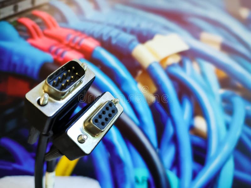 Both End of a VGA Cable (Male and Female) Having Nine Pins Stock Image ...