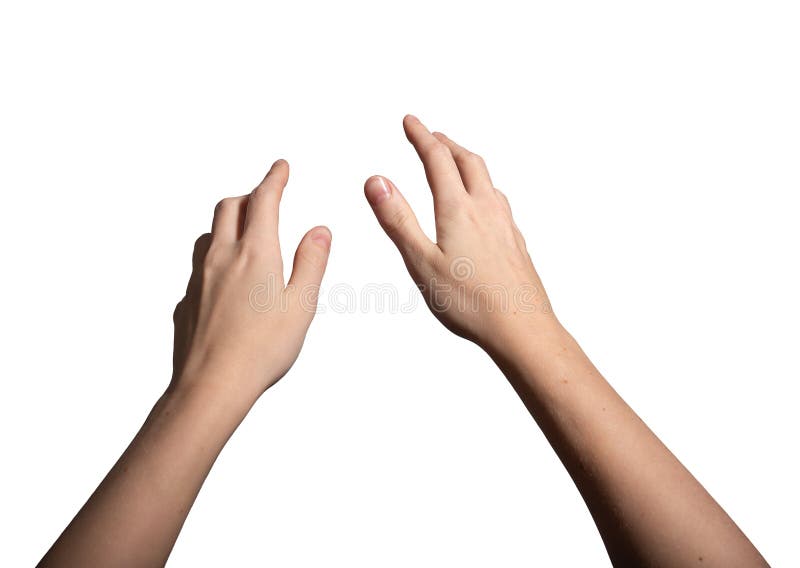 Both Hands Outstretched with Fingers Spread Wide, Reaching Forward in ...