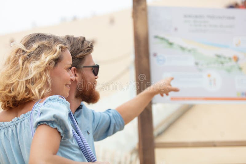 Both Lovers Point at Something Stock Photo - Image of thankful, female ...
