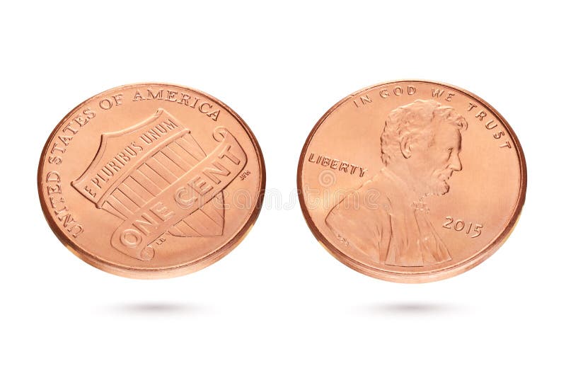 Both Sides of One US Cent or Penny Isolated on White Stock Image ...