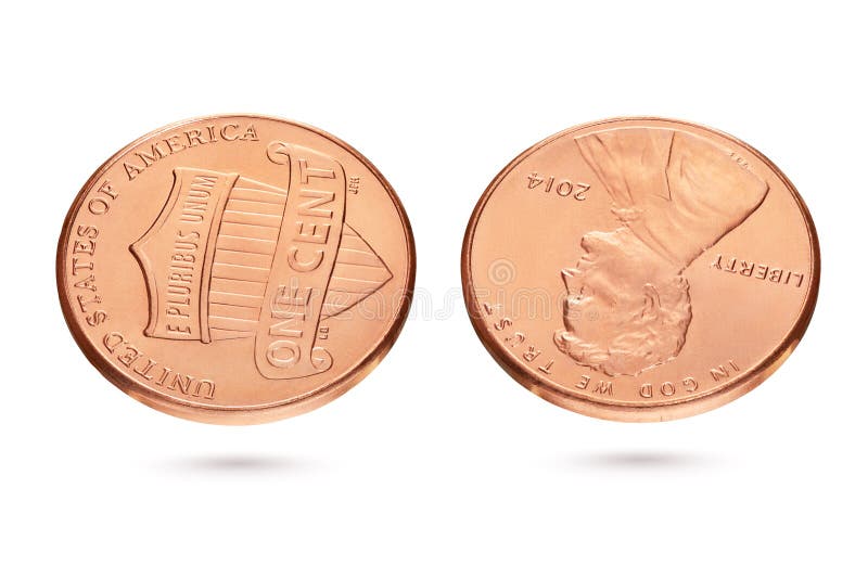 Both Sides of One US Cent or Penny Isolated on White Stock Image ...