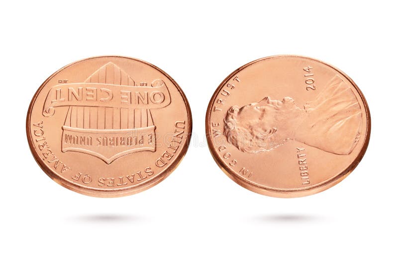 Both Sides of One US Cent or Penny Isolated on White Stock Image ...