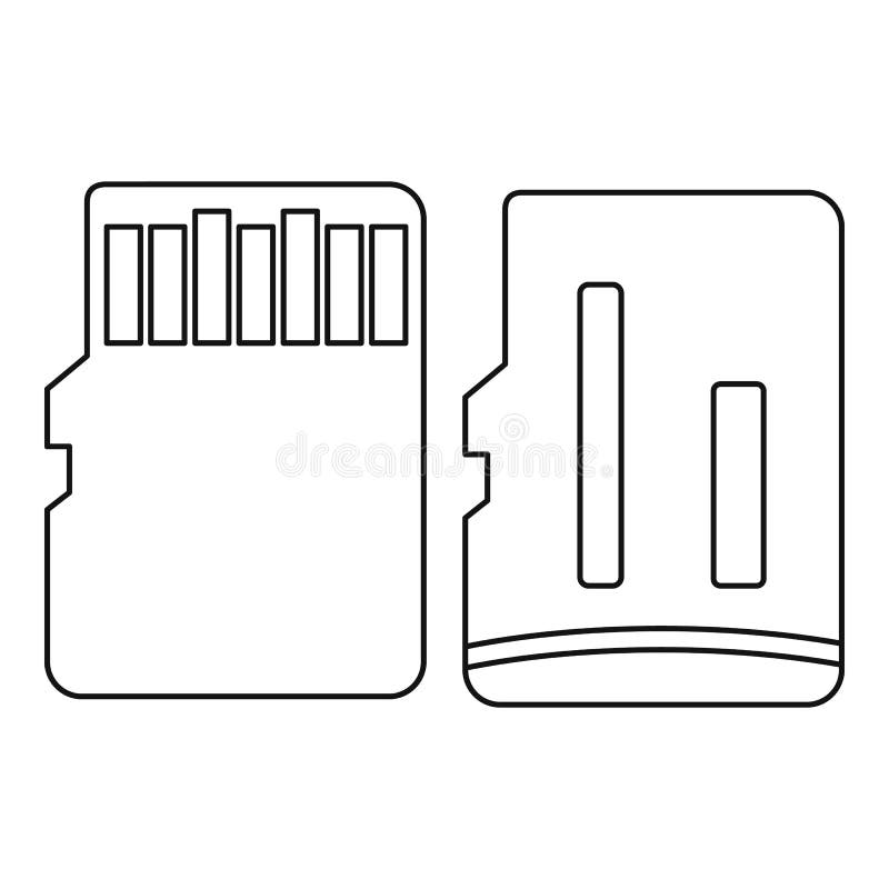 SD Card Storage Outline Icon Stock Vector - Illustration of line, flash ...