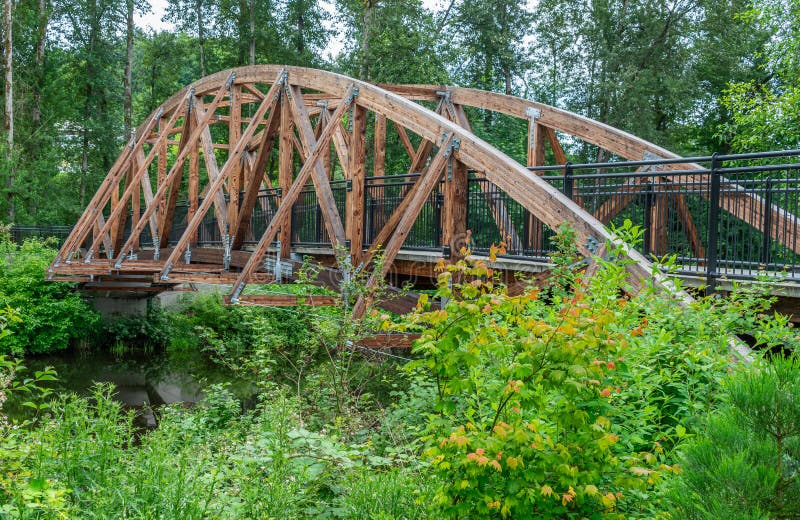 Bothell Pedestrian Bridge 2 Stock Image - Image of wooden, travel ...