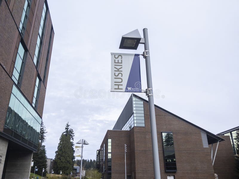 Bothell, WA USA - Circa April 2021: Exterior View of Cascadia College`s ...
