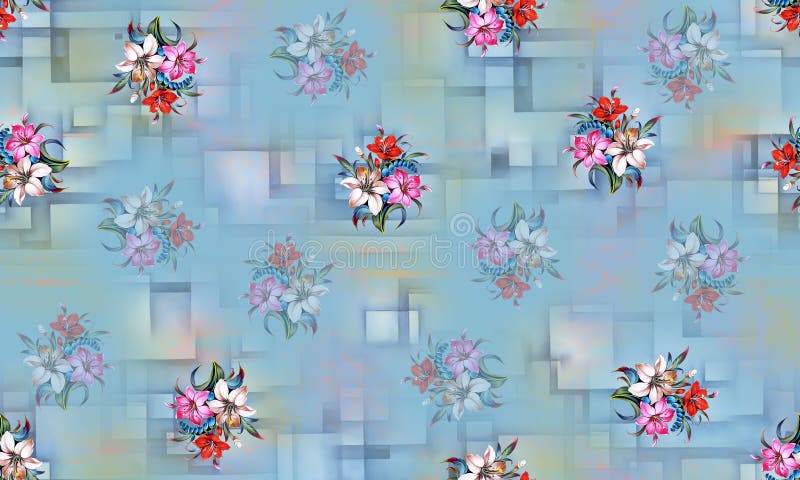 Botnical Flower All Over Design Stock Illustration - Illustration of ...