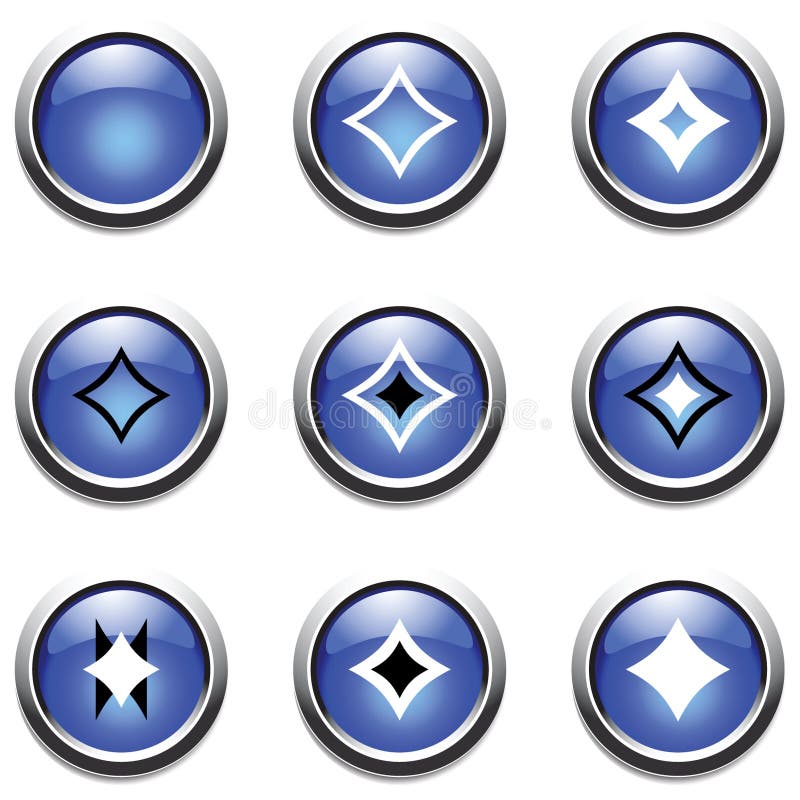 Botones Azules Del Vector Con Símbolos. Ilustración del Vector ...