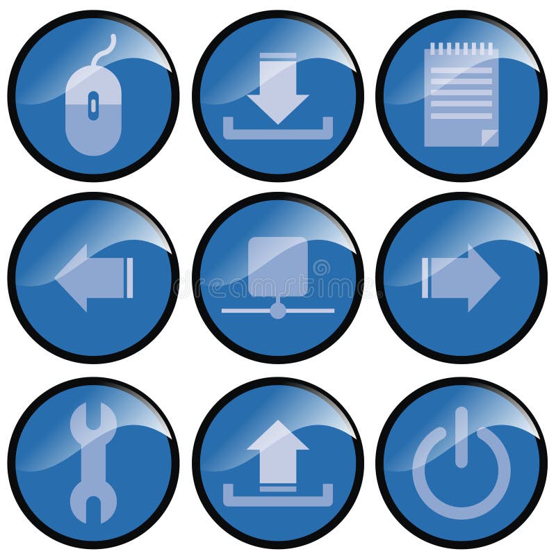 Botones Azules Redondos Del Icono Stock de ilustración - Ilustración de ...