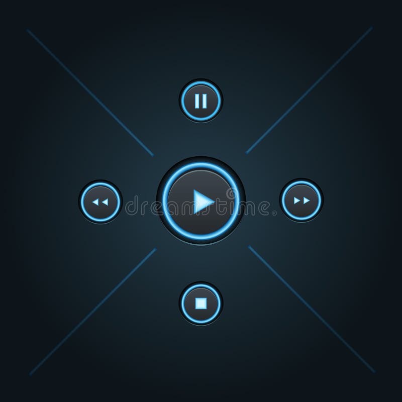 Botones Azules Que Brillan Intensamente. Ilustración del Vector ...