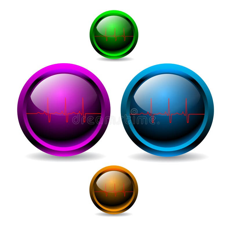Botones brillantes de EKG ilustración del vector. Ilustración de ...