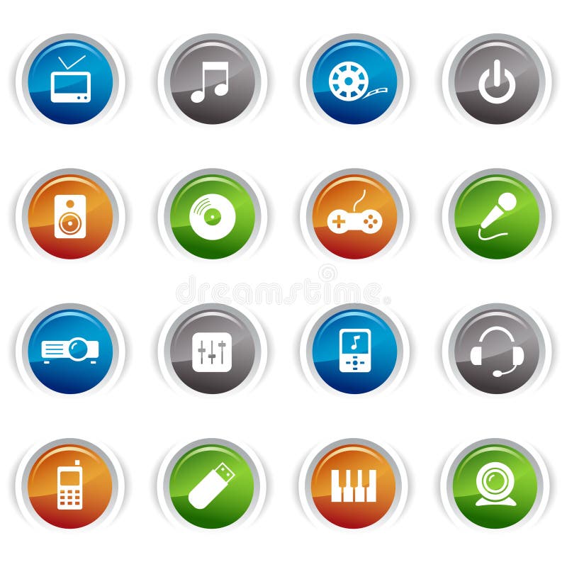 Iconos Del Reproductor Multimedia Ilustraciones Stock, Vectores, Y ...