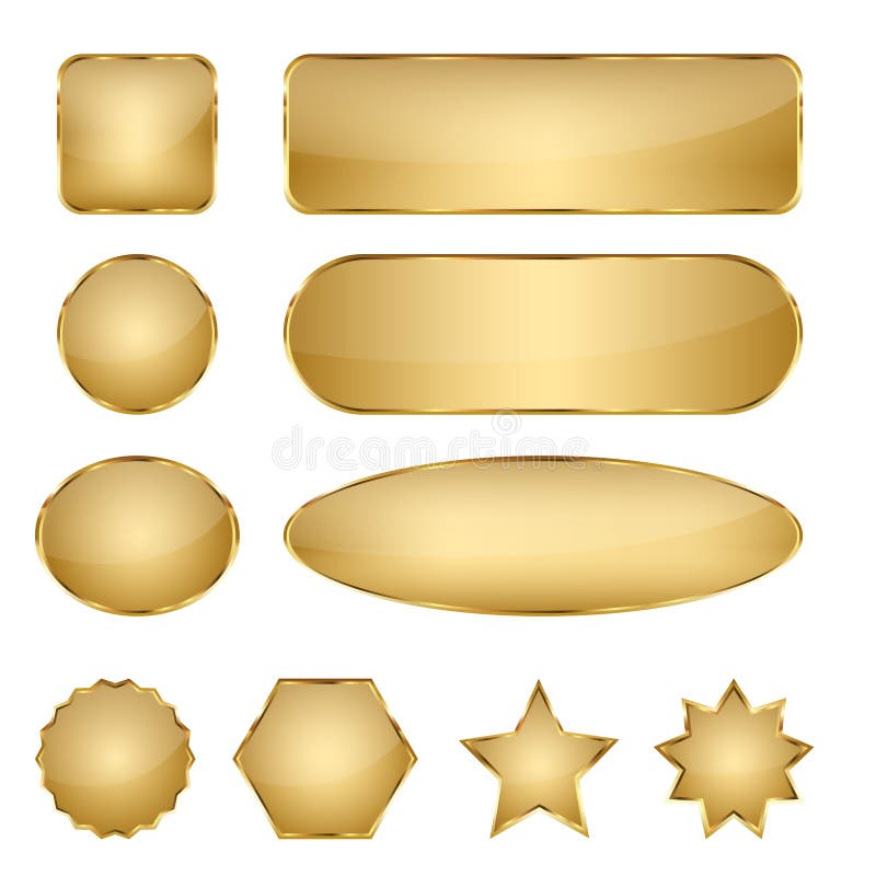 Botones De Oro Elegantes En Blanco Del Web Del Vector Ilustración del ...