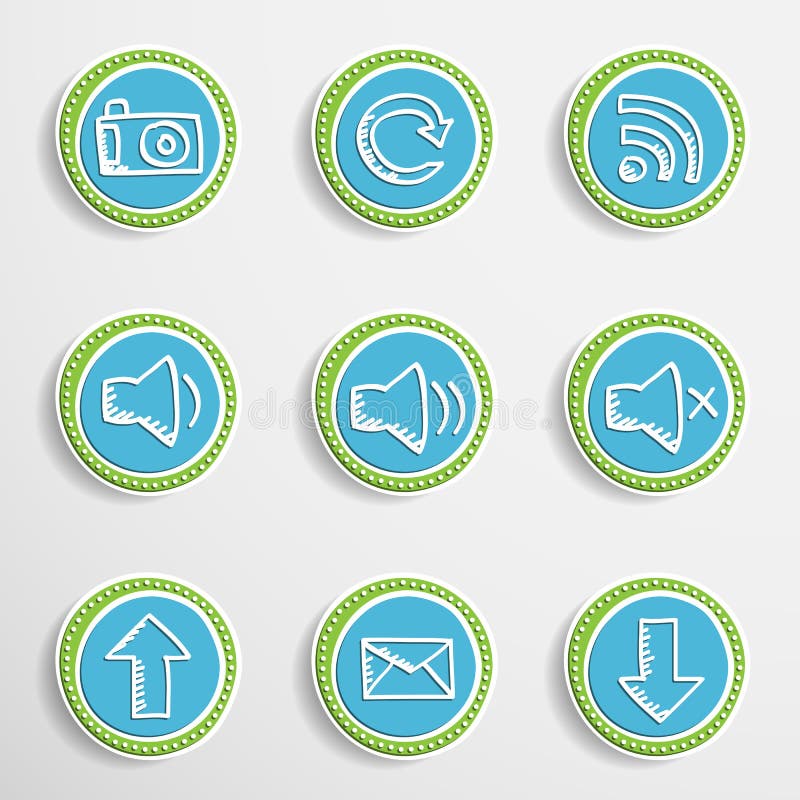 Botones Del Web Con Los Iconos Del Dibujo Ilustración del Vector ...