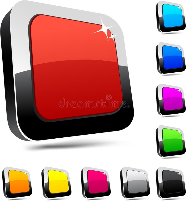 Botones Rectangulares Metálicos Ilustración del Vector - Ilustración de ...