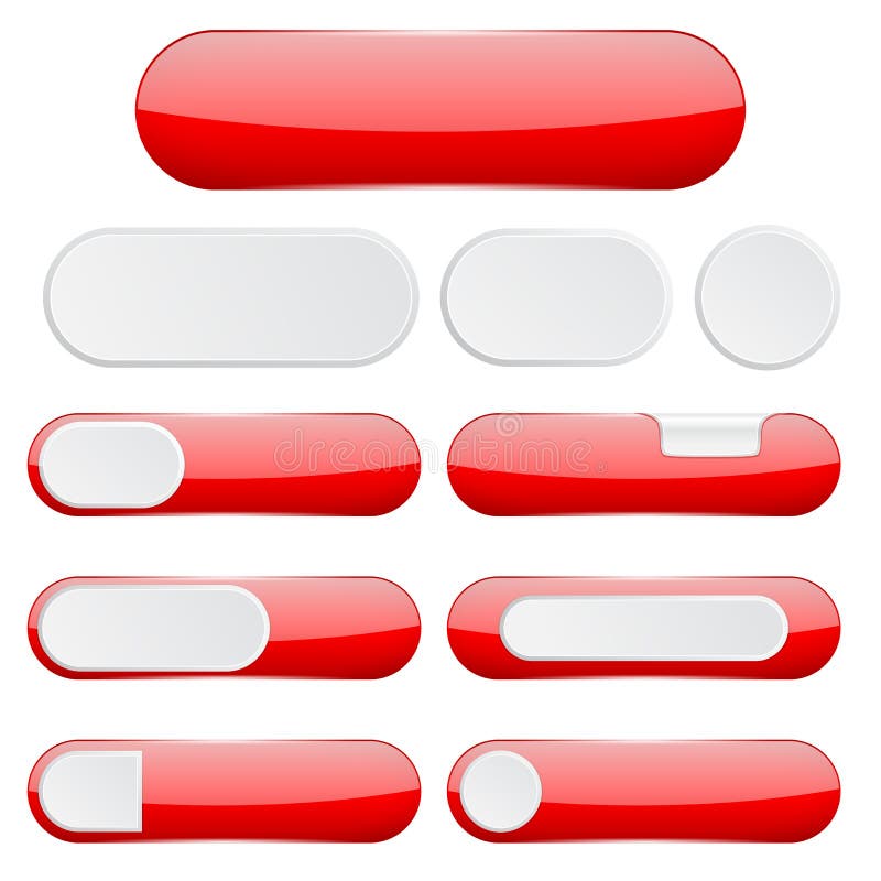 Botones Rojos Del Interfaz Iconos Del Web Ilustración del Vector ...