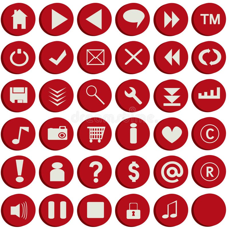 Iconos Del Web/botones Rojos 5 Ilustración del Vector - Ilustración de ...