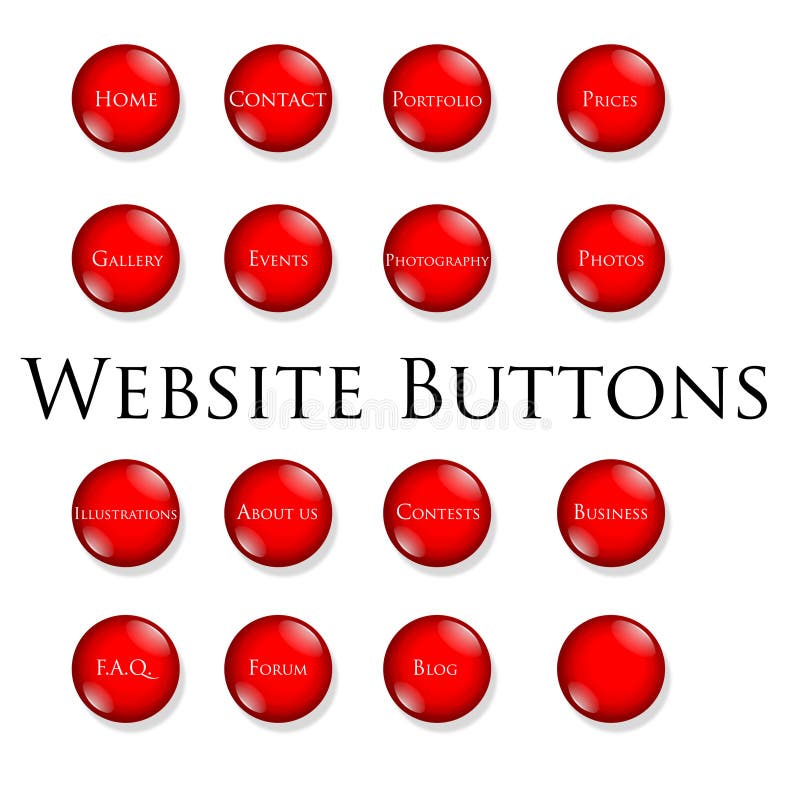Botones rojos del Web site stock de ilustración. Ilustración de lista ...