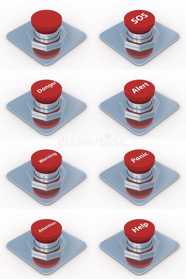 Botones Rojos Determinados En Un Fondo Blanco. Stock de ilustración ...