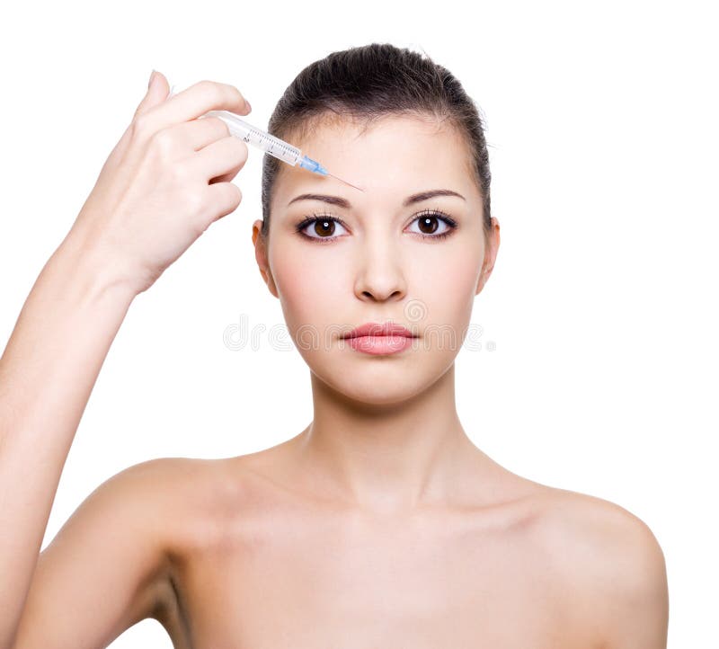 Botox Injection in Forehead Stock Photo - Image of lifting, botoxreg ...