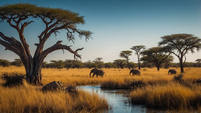 Botswana Beautiful National Park Stock Illustration - Illustration of ...