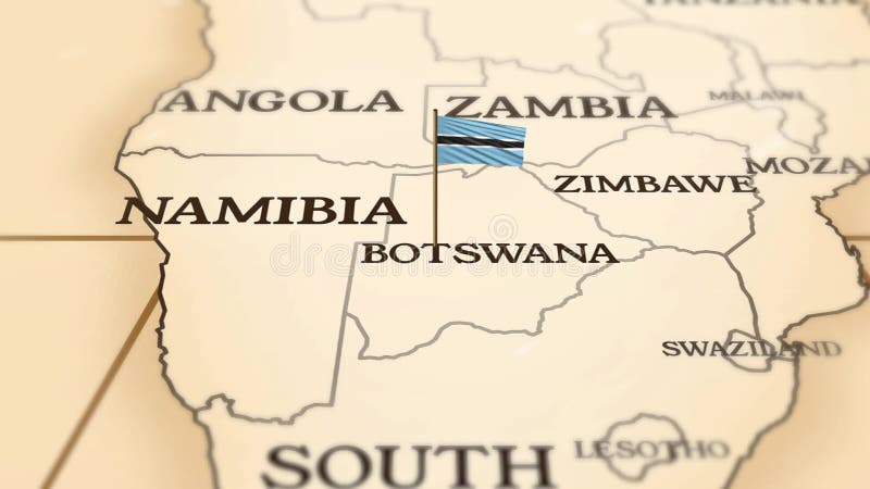 Botswana Flag Showing on World Map with 3d Rendering Stock Footage ...